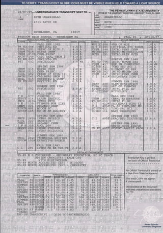 Guarriello Penn State Transcript | PDF