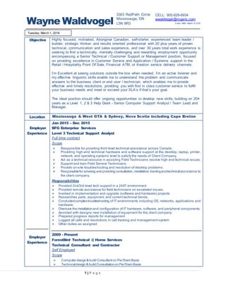 Wayne CV 2016 | DOCX | IT and Internet Support | Internet