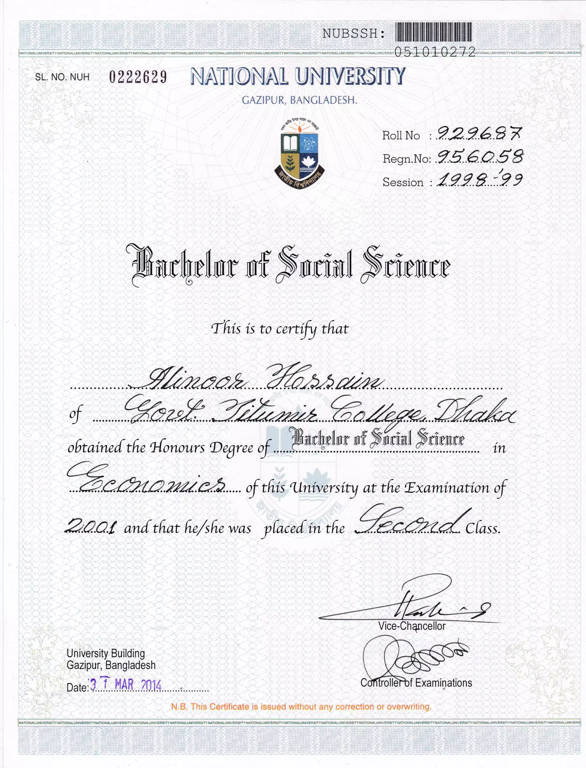 Bachelor certificate | PDF