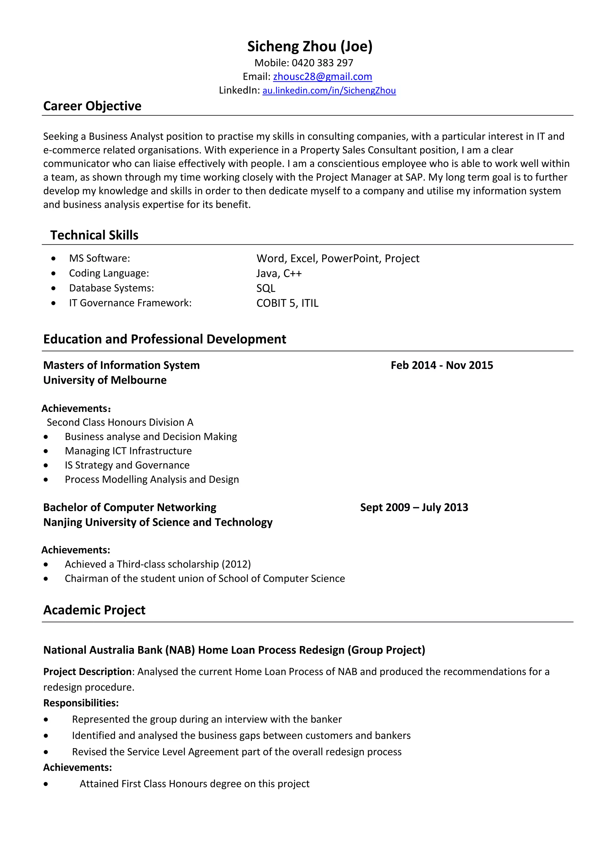 Sicheng Zhou Resume | PDF