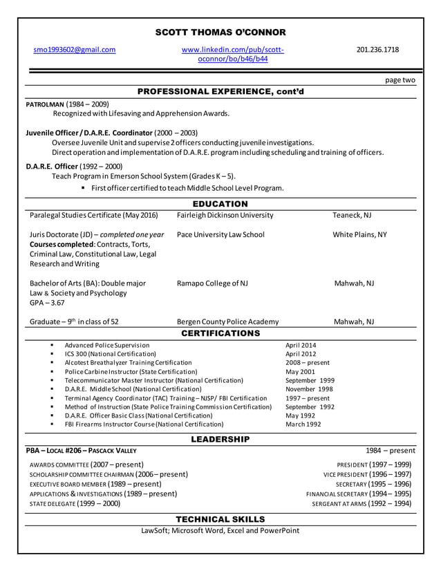 CV SCOTT OCONNOR 2016 | PDF