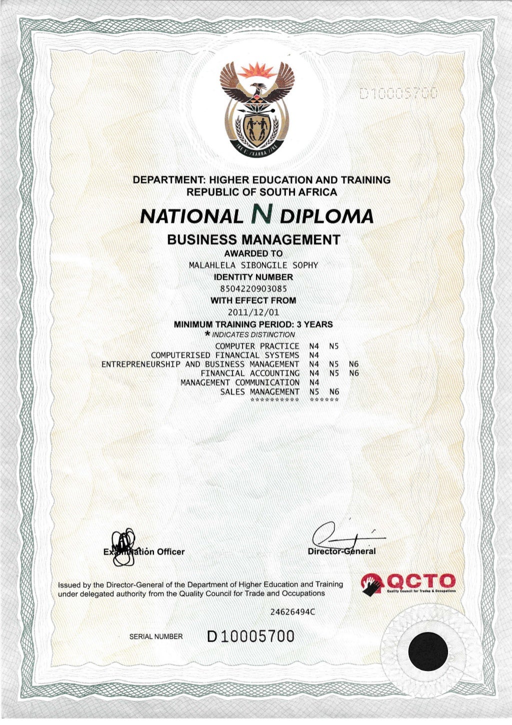NATIONAL DIPLOMA FOR SS MALAHLELA NATIONAL DIPLOMA FOR SS MALAHLELA