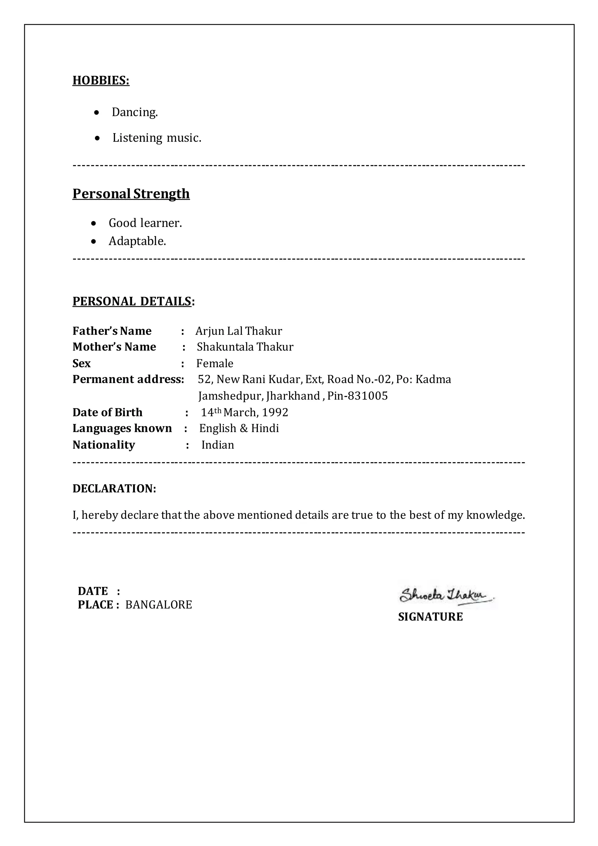 SHWETA CV | DOCX | Technology & Computing