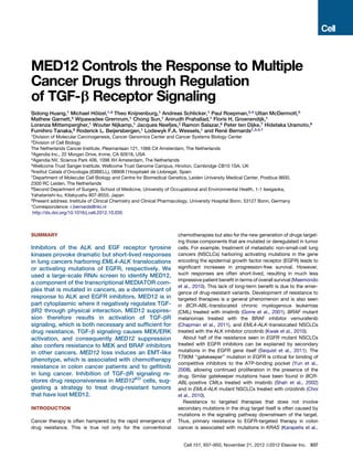 MED12 controls the response to multiple cancer drugs through regulation ...