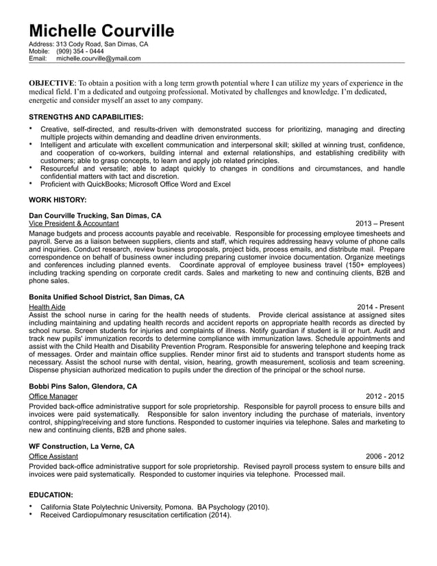 Michelle Courville Resume 0715-10 | PDF