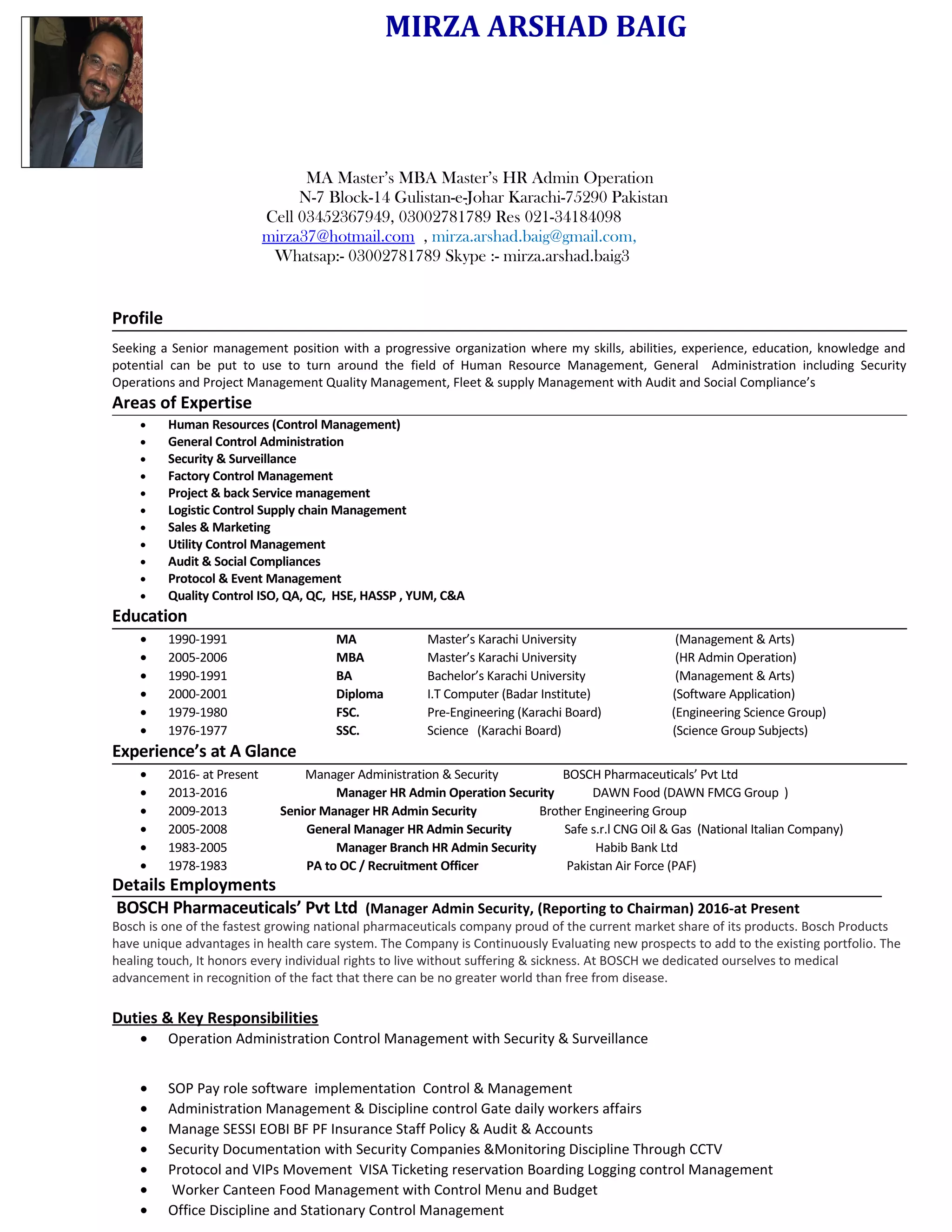 M A BAIG CV September 2016 | DOC