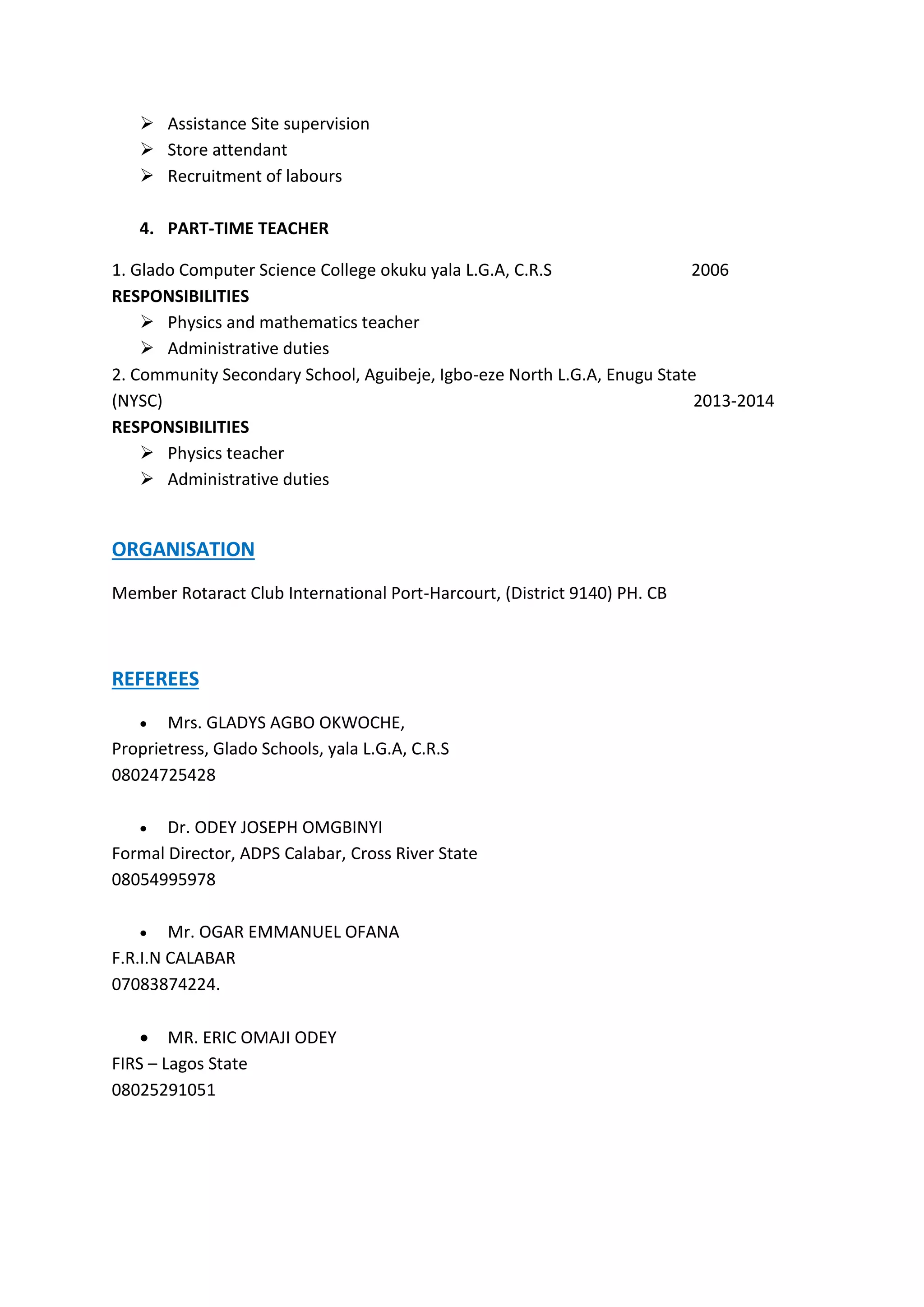 OGAR JOSEPH ODEY UPDATED C.V | PDF