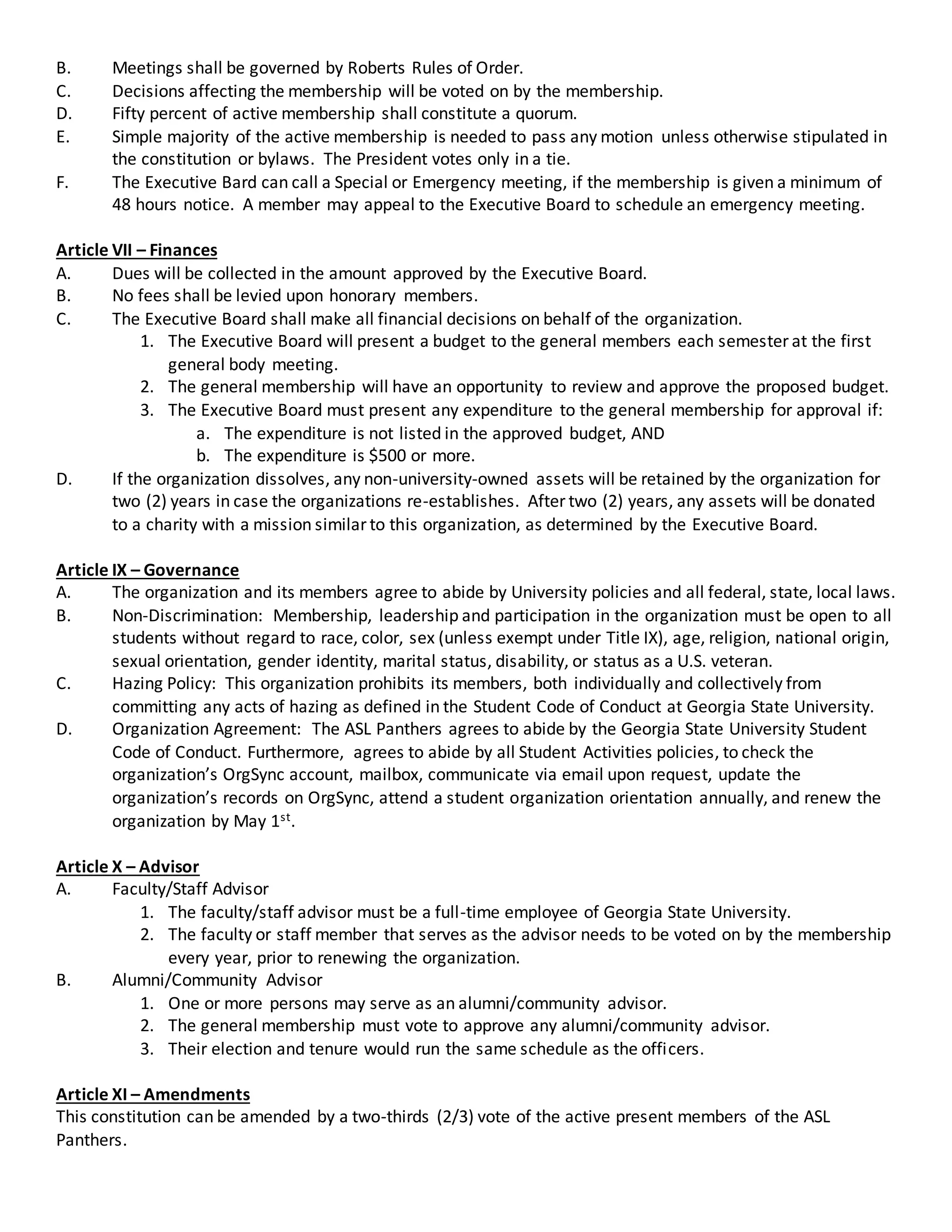 American Sign Language Panthers Constitution | DOCX | Elections | Politics