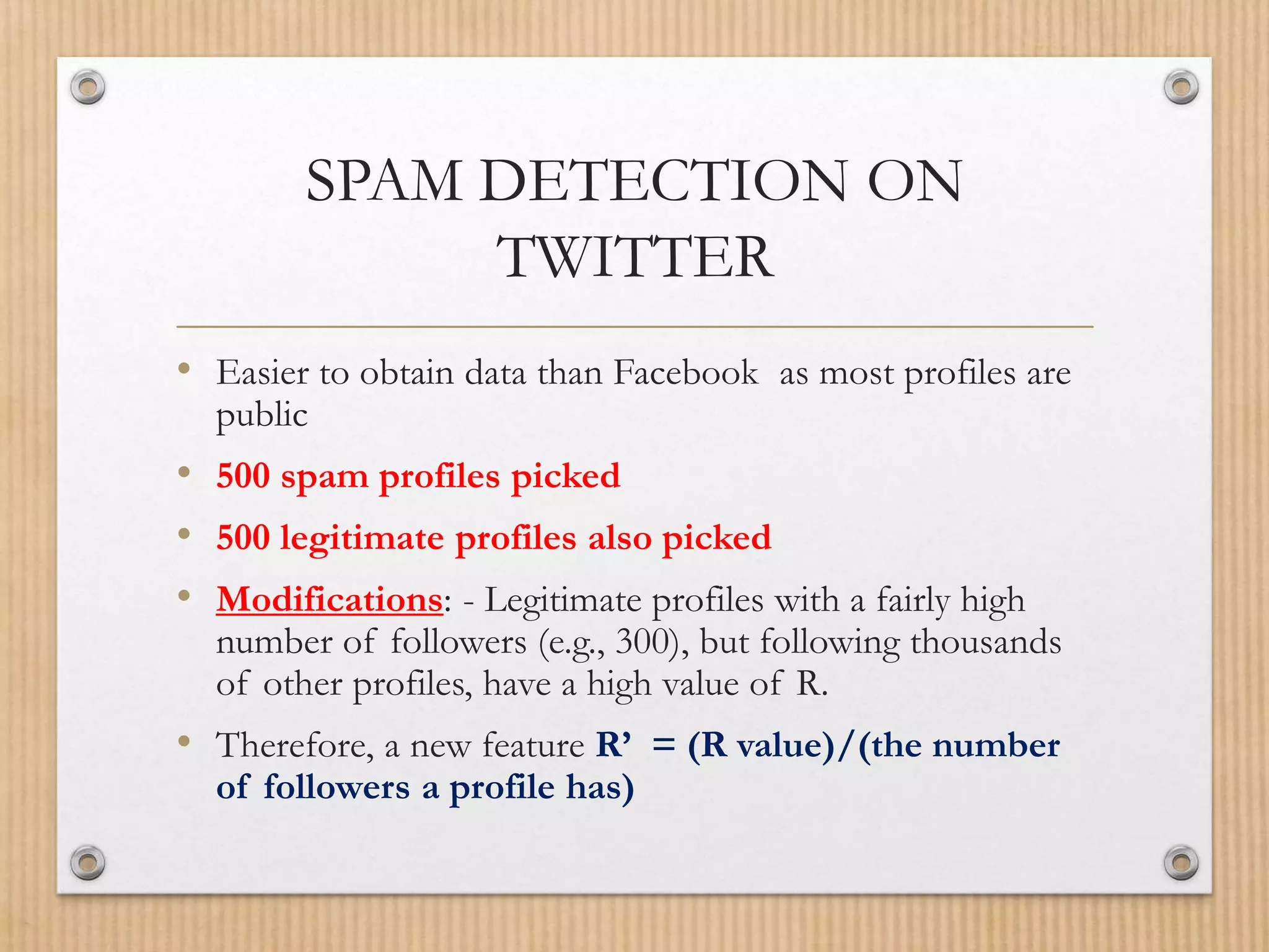 Presentation-Detecting Spammers on Social Networks | PPTX