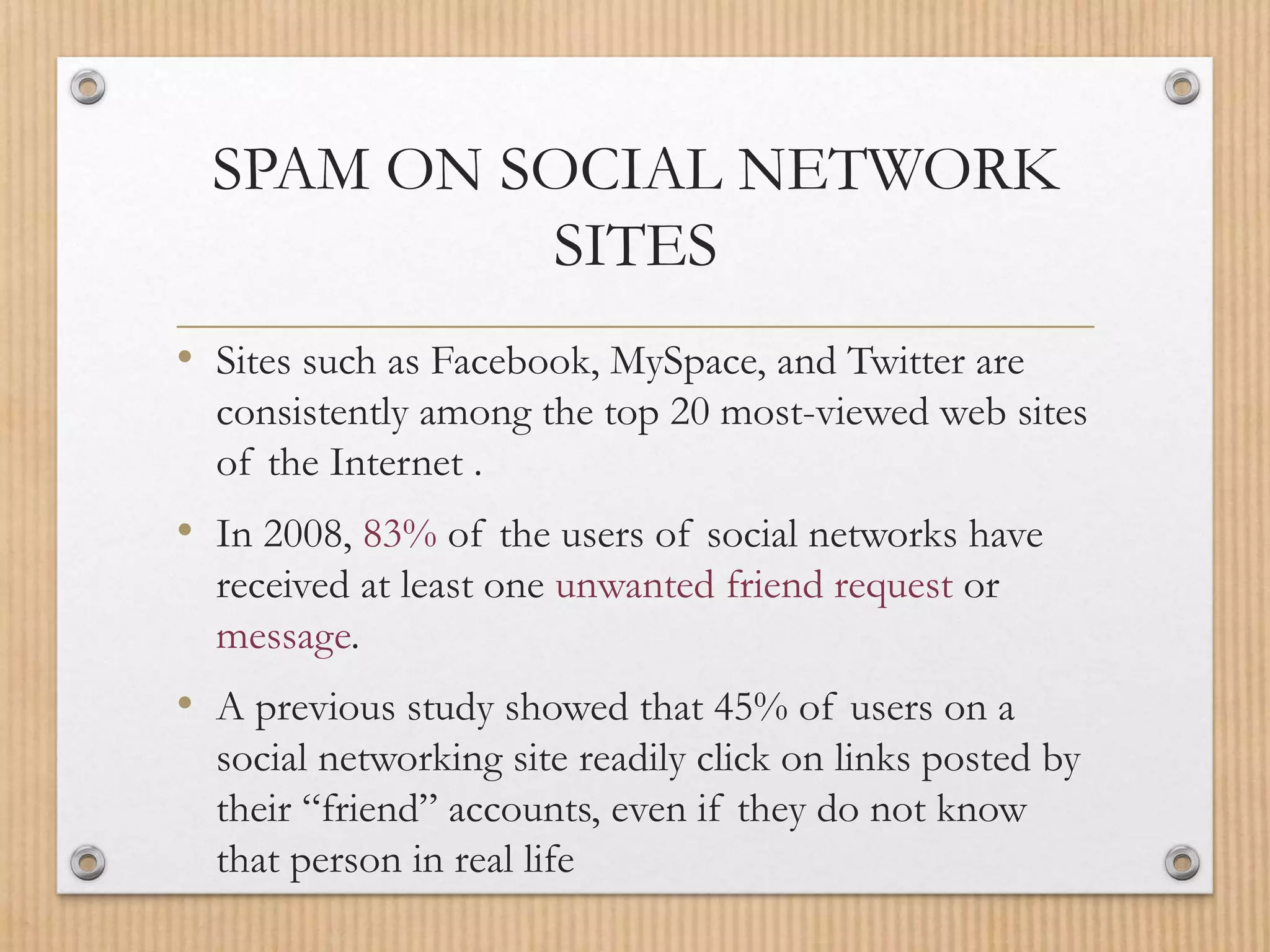 Presentation-Detecting Spammers on Social Networks | PPTX