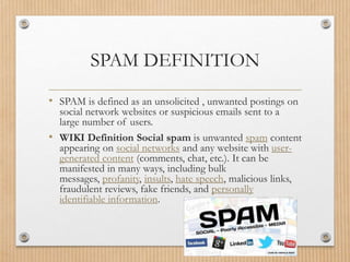 Presentation-Detecting Spammers on Social Networks | PPTX