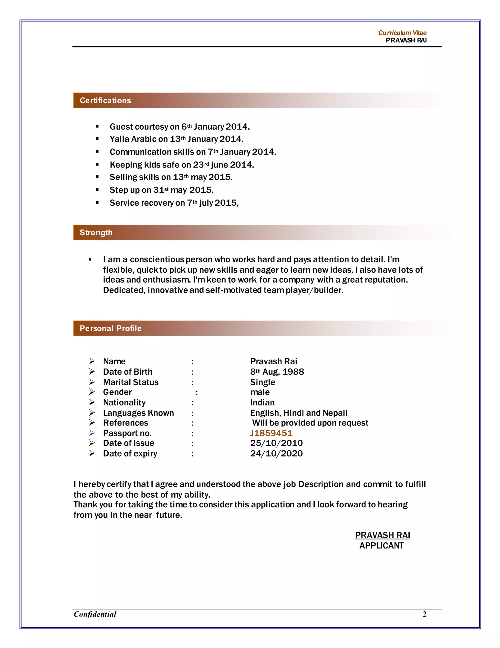 CV PRAVASH RAI. | PDF