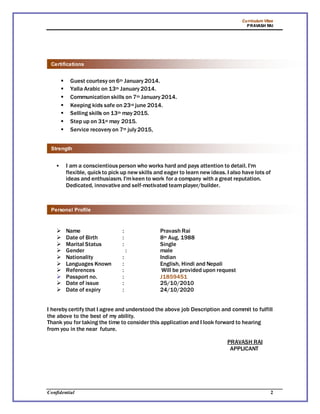 CV PRAVASH RAI. | PDF