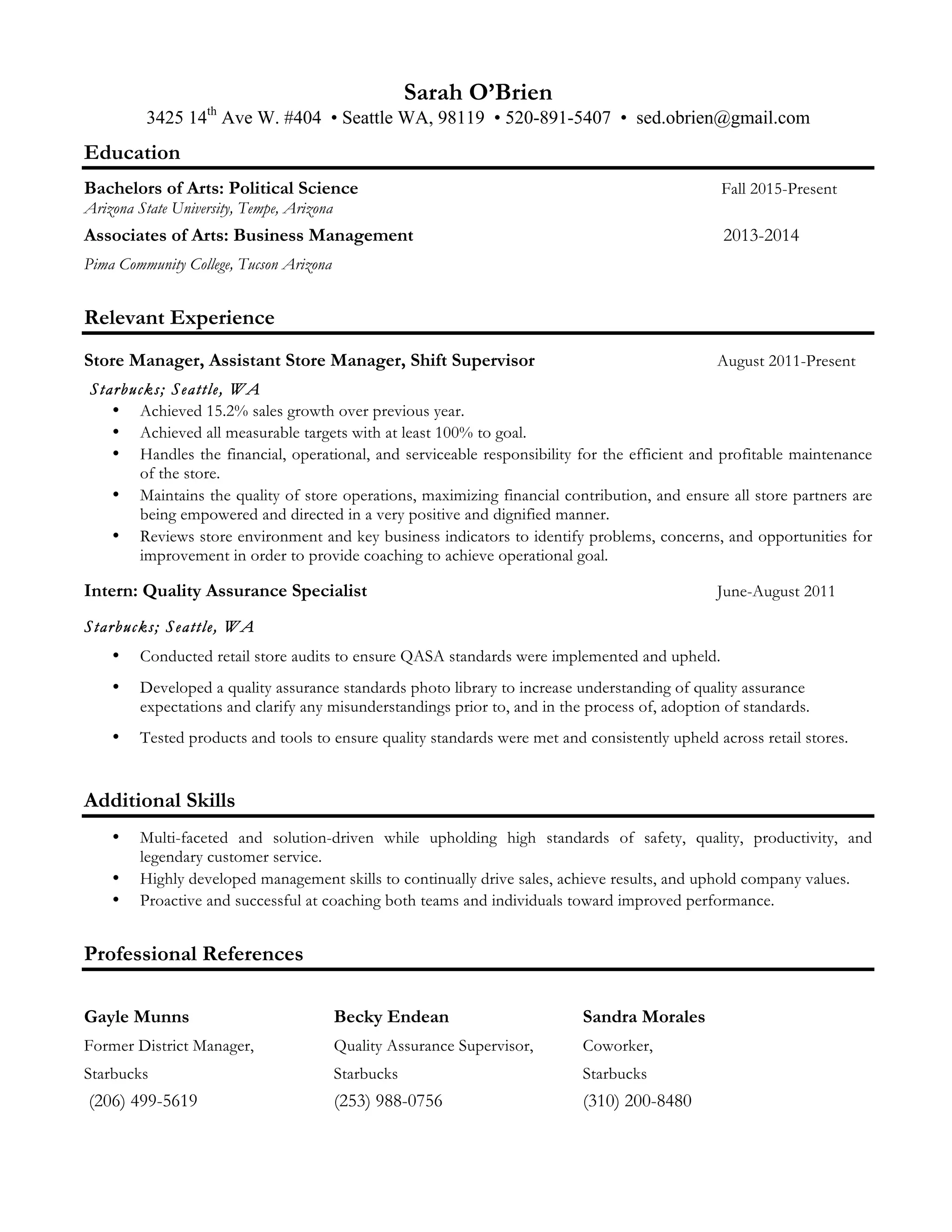 SarahO'Brien_Resume1 | PDF
