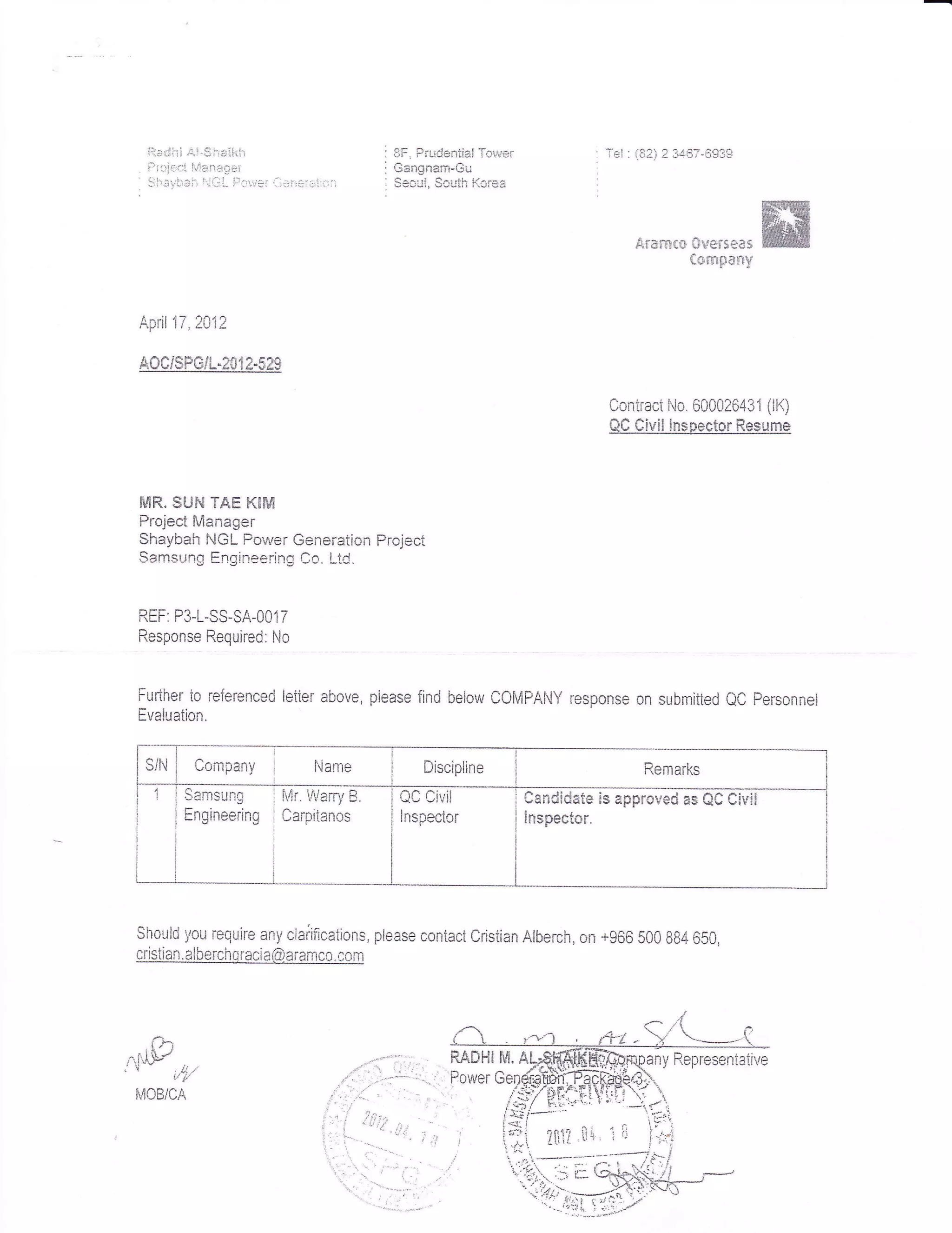 SHAYBAH ARAMCO PROJECT APPROVAL | PDF