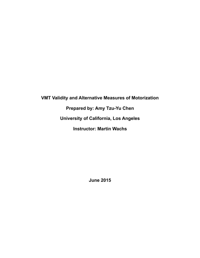 VMT Validity and Alternative Measures of Motorization | PDF | Political Issues & policy | Politics