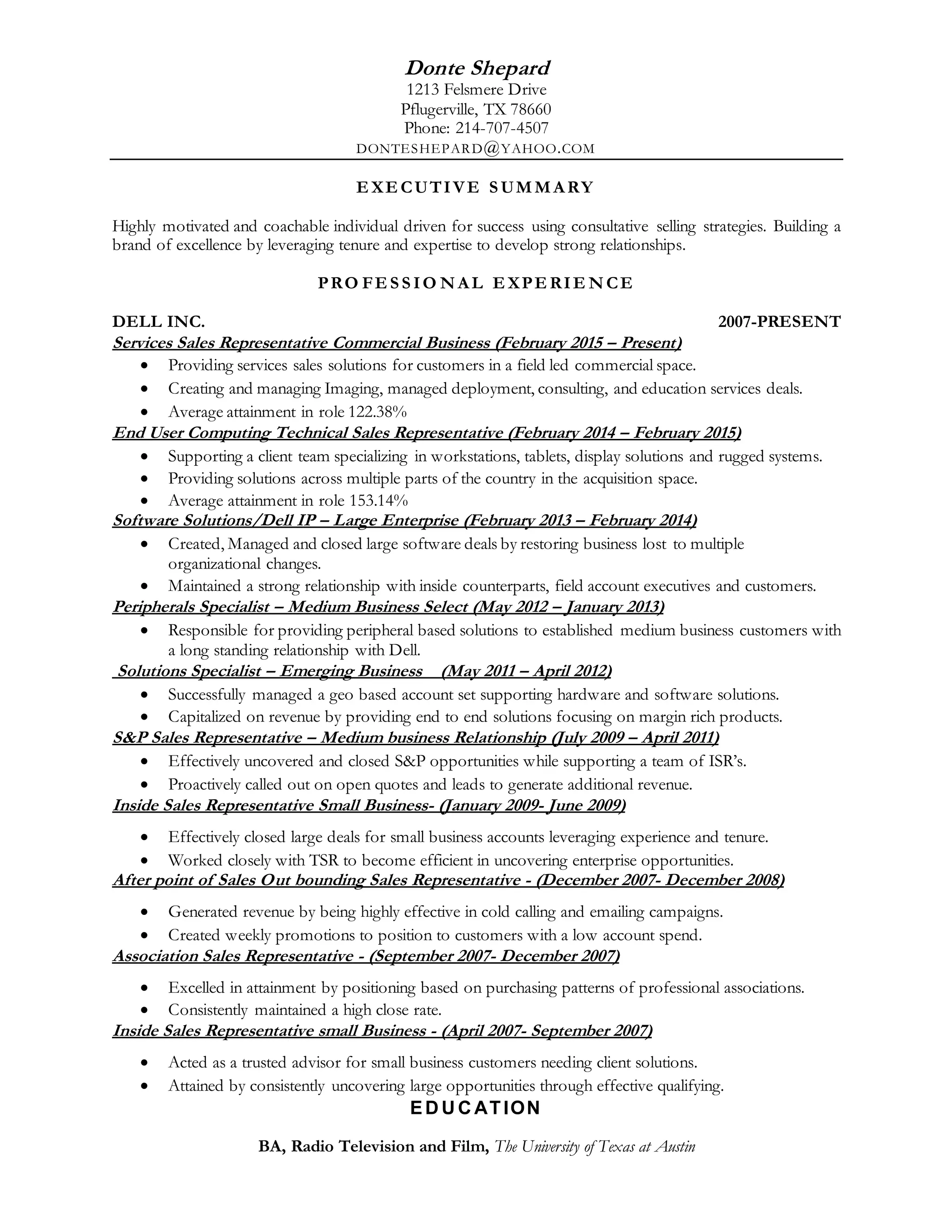 Donte Shepard - Resume 2016 | PDF