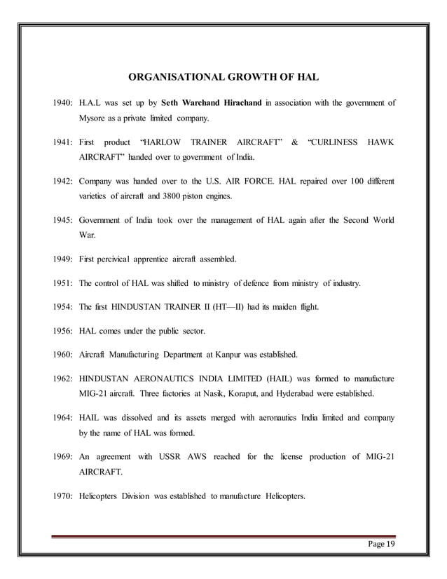 HAL Report | DOCX | Aviation Industry | Industries