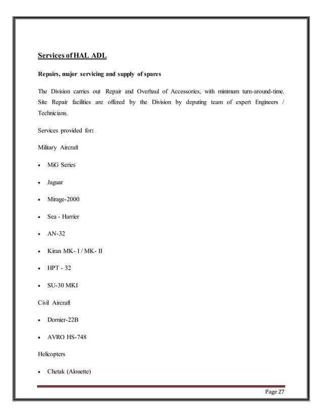 HAL Report | DOCX | Aviation Industry | Industries
