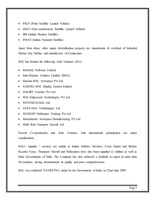 HAL Report | DOCX | Aviation Industry | Industries