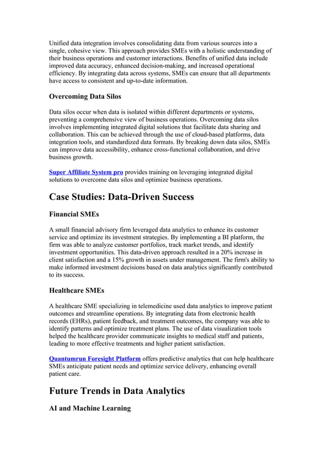 Leveraging Data Analytics with Integrated Digital Solutions for SME ...