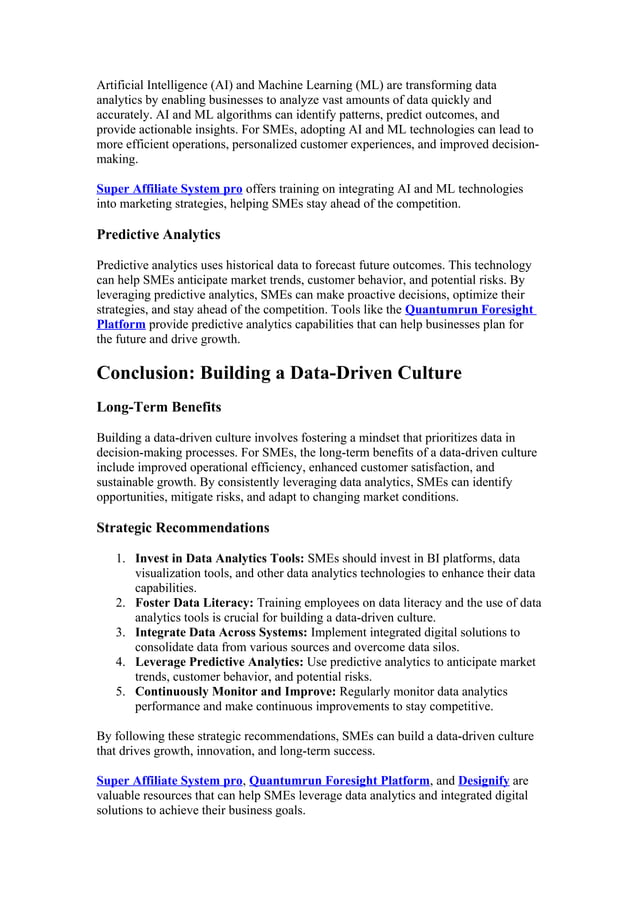 Leveraging Data Analytics with Integrated Digital Solutions for SME ...
