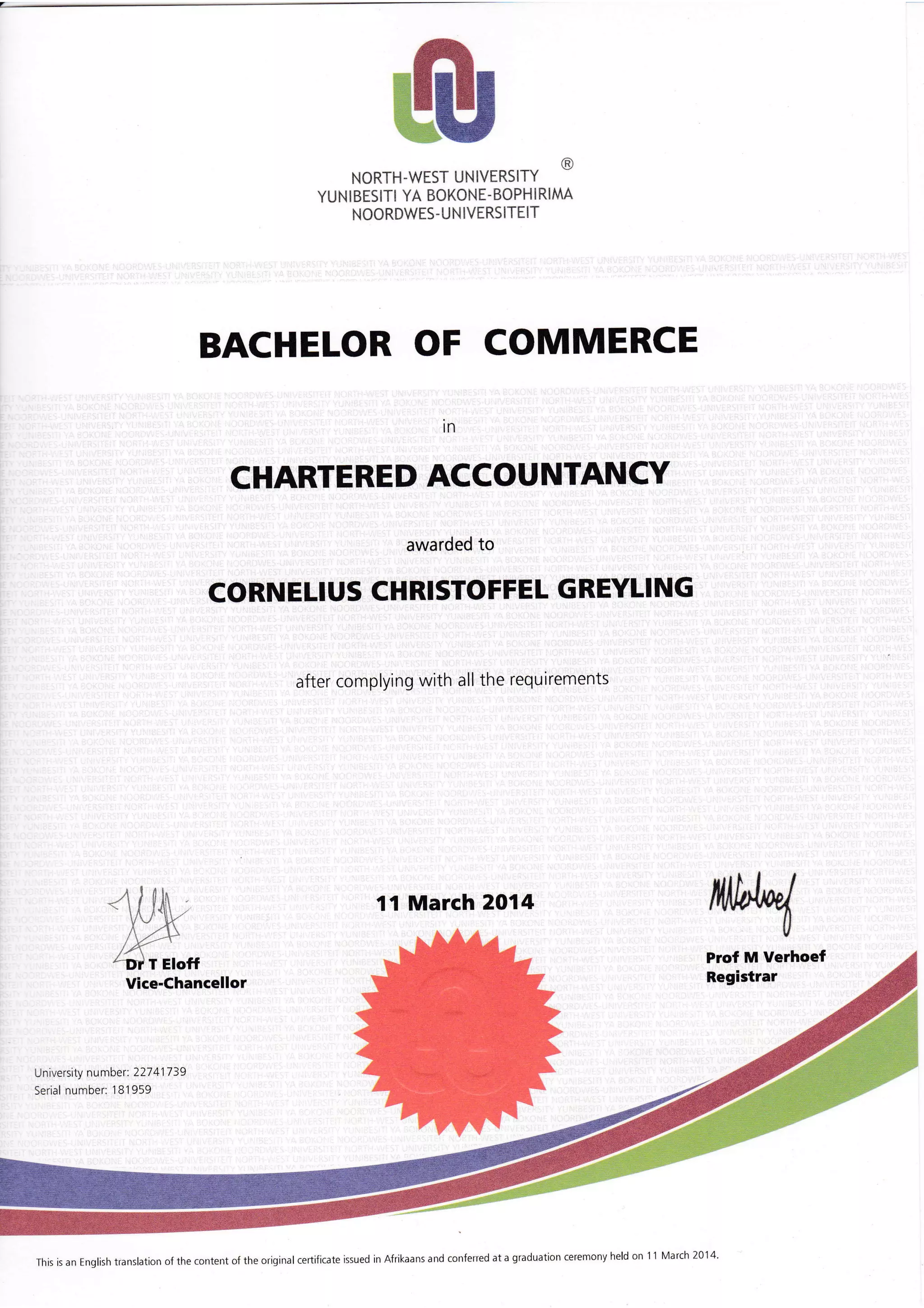 CC Greyling_B.Com Chartered Accountancy | PDF