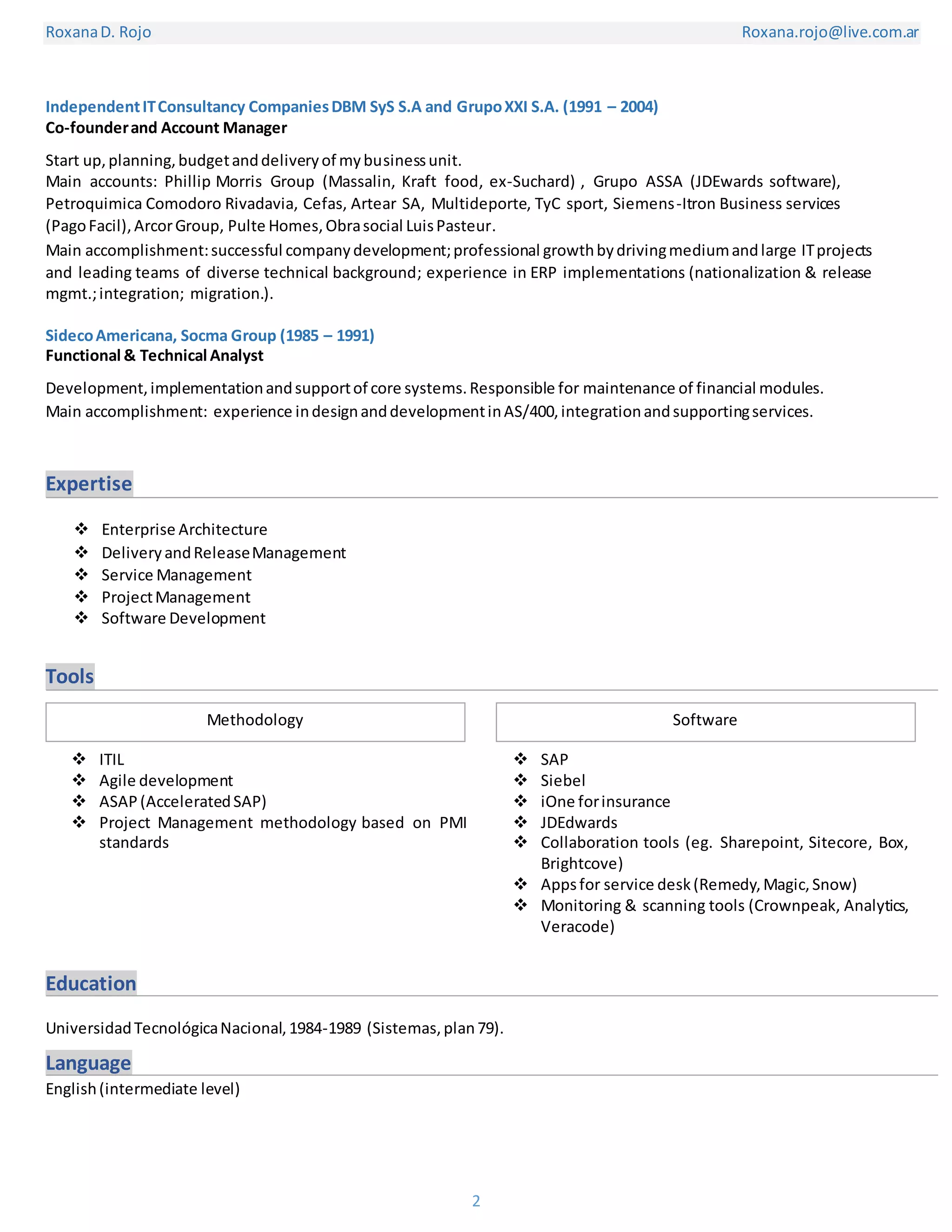 CV Rojo, Roxana Daniela 2016 | DOCX