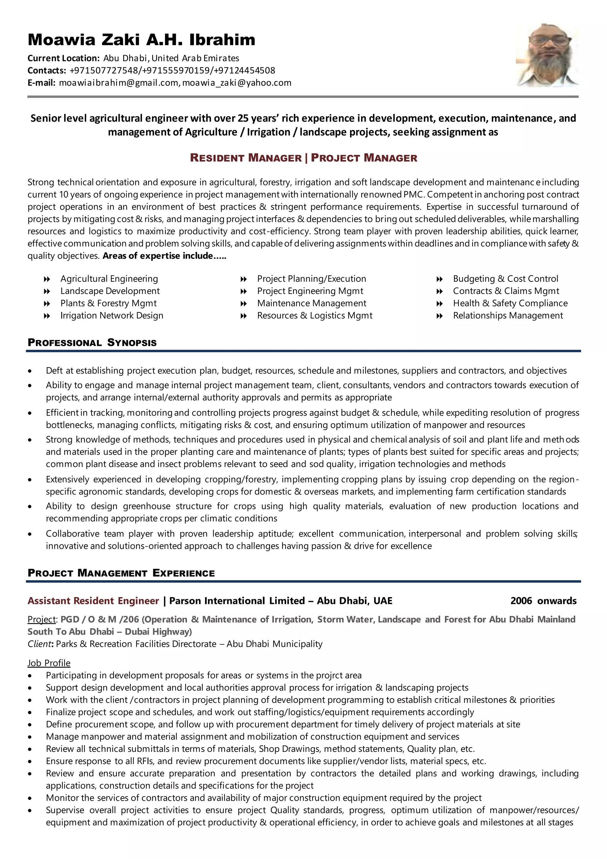 Resume - Moawia Zaki A.H. Ibrahim Final | DOCX | Agriculture | Industries