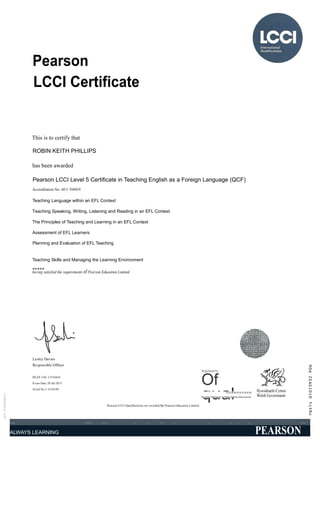 TEFL level 5 Certificate | RTF