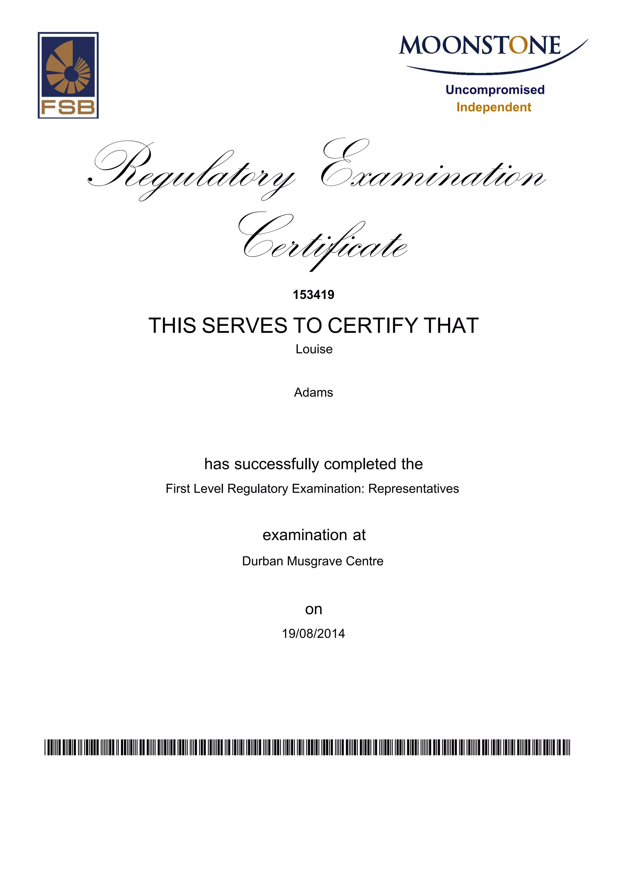 FAIS CERTIFICATE | PDF