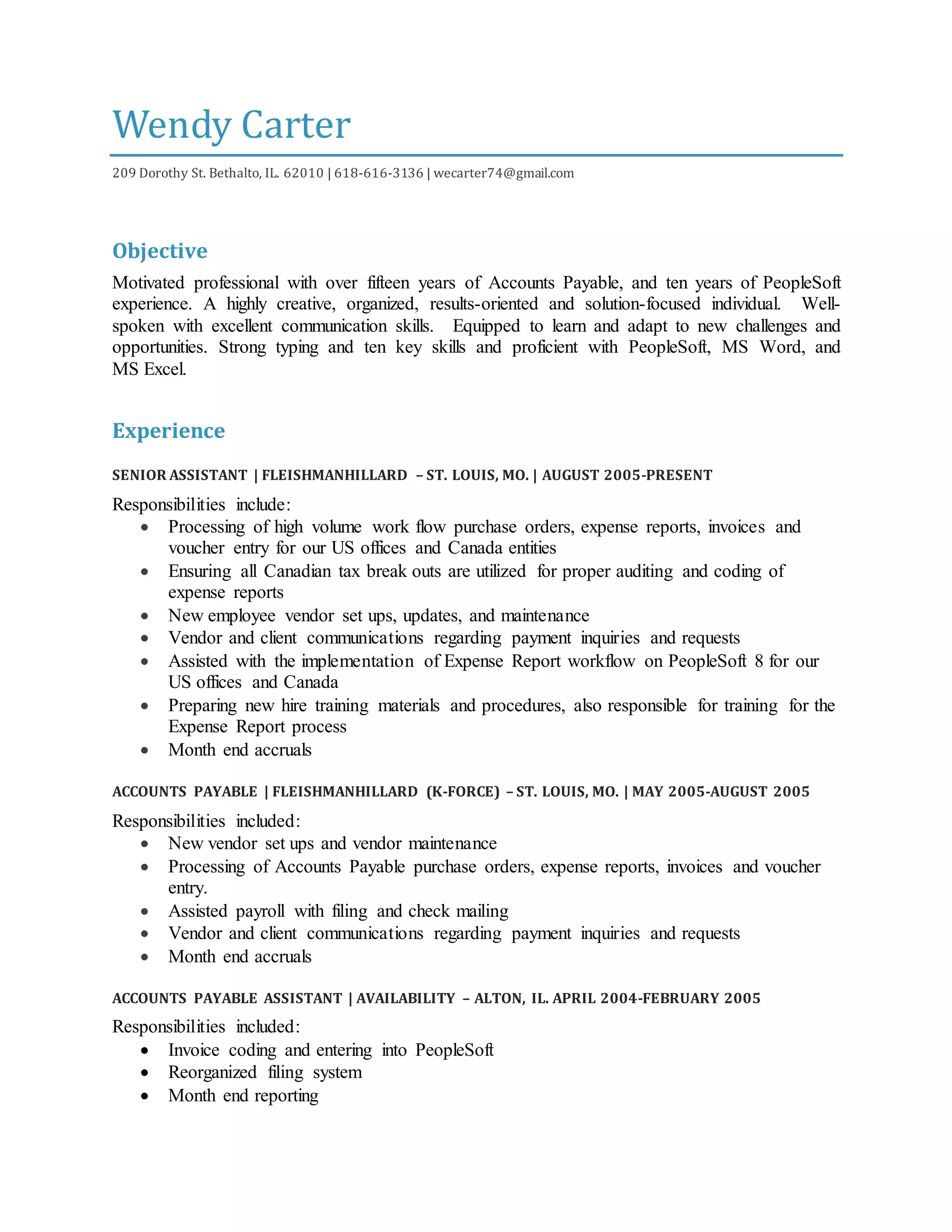 Wendy Carter Resume | DOCX