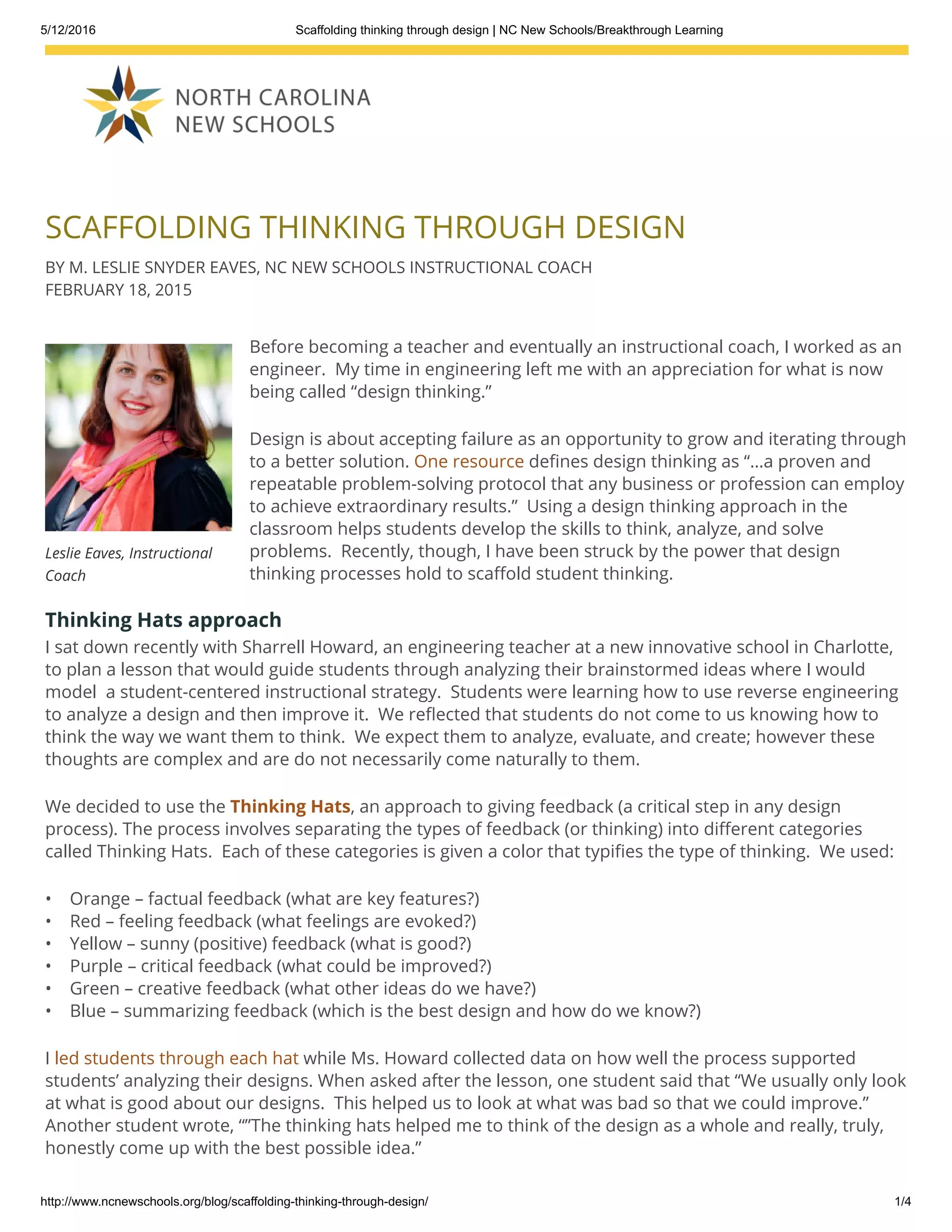 Scaffolding thinking through design | PDF | Education industry | Industries