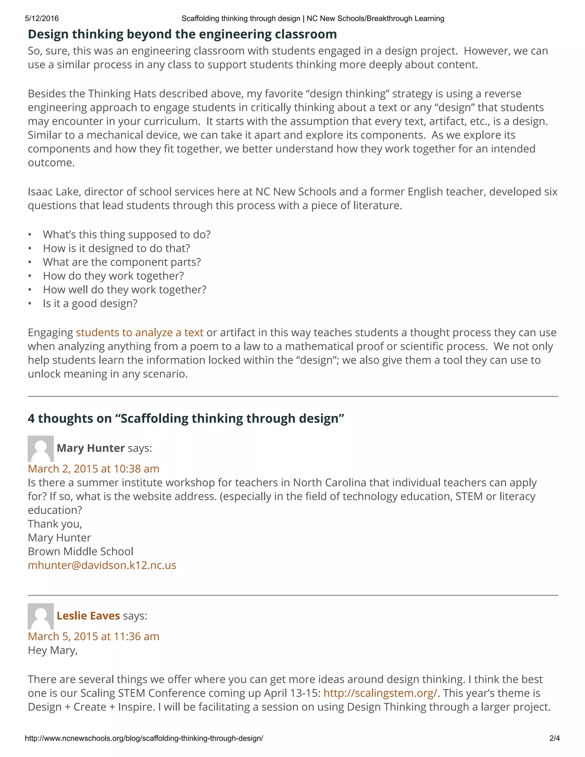 Scaffolding thinking through design | PDF | Education industry | Industries