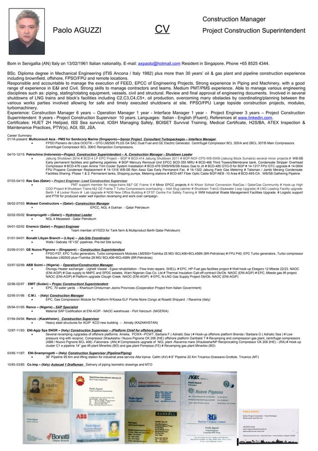 cvPaoloAguzziNov16 | DOC | Civil Engineering Industry | Industries