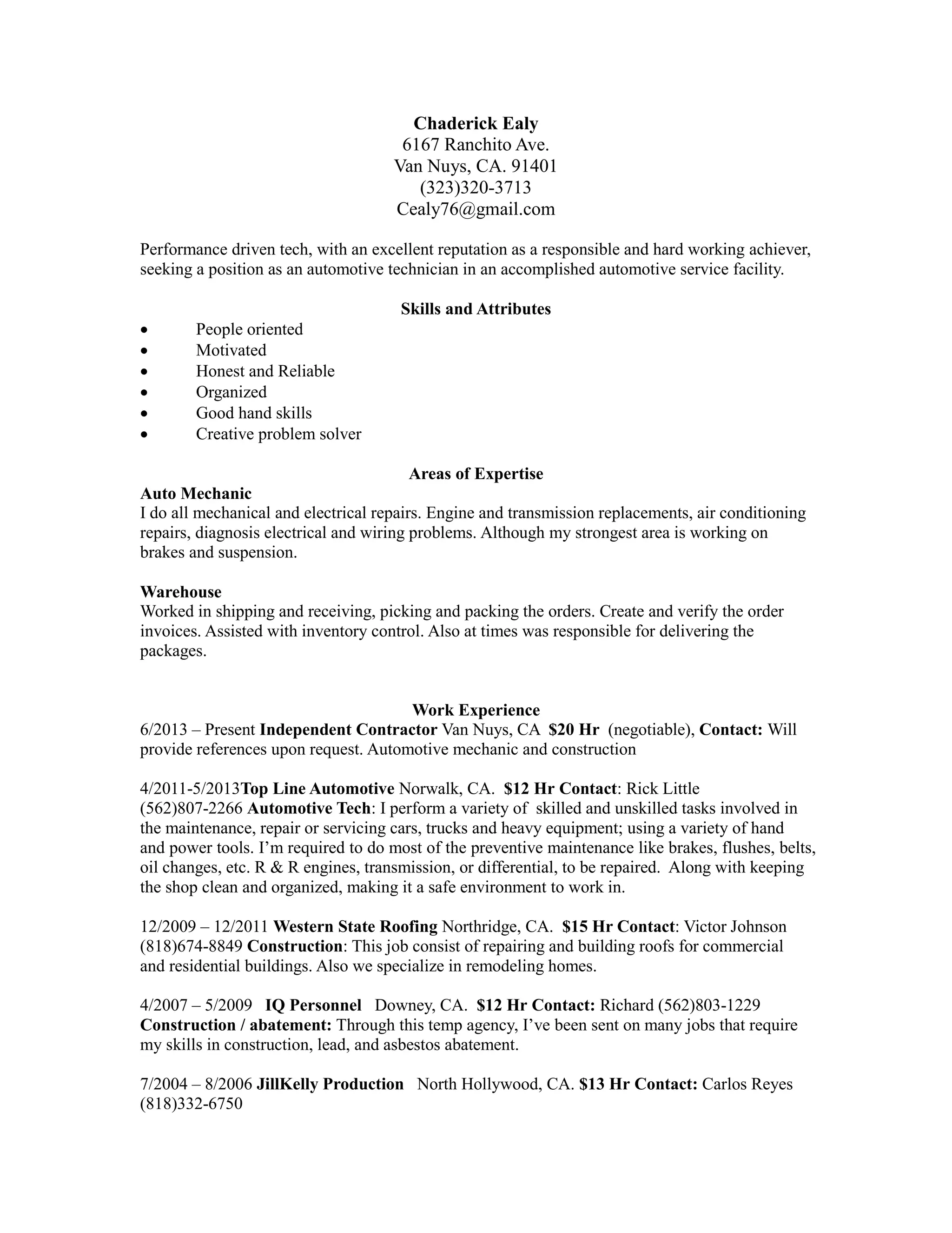 Chaderick Ealy res | PDF