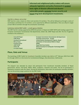 Actionaid Nepal DRR-toolkit launch report | PDF