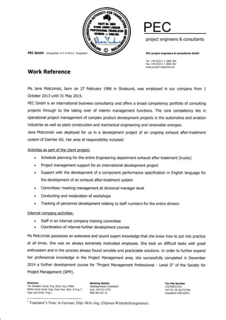 work reference PEC and Daimler AG | PDF