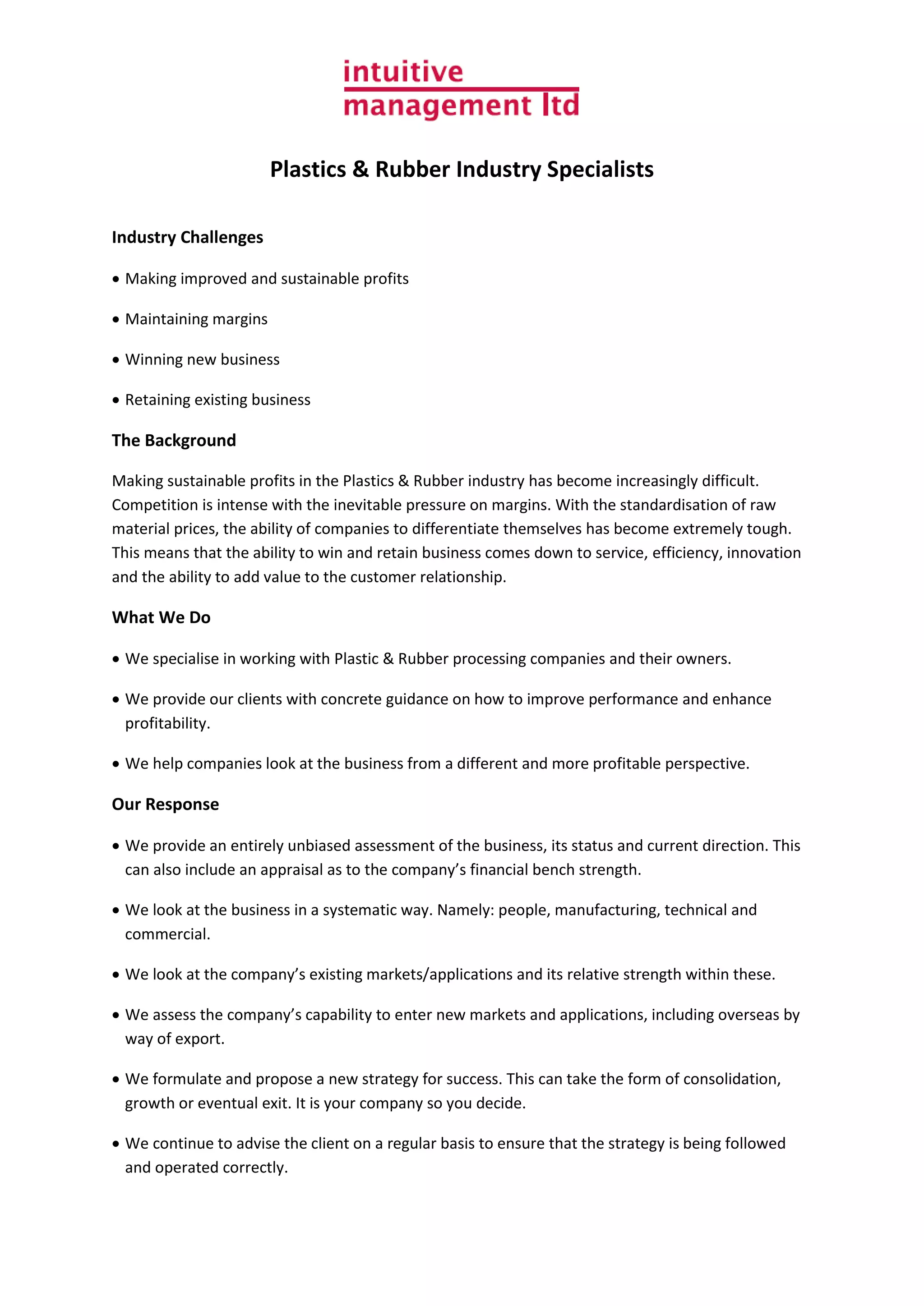 Plastics and Rubber - Industry Challenges | PDF