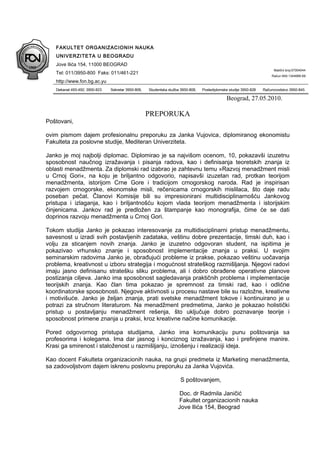 preporuka za janka vujovica (1) | PDF