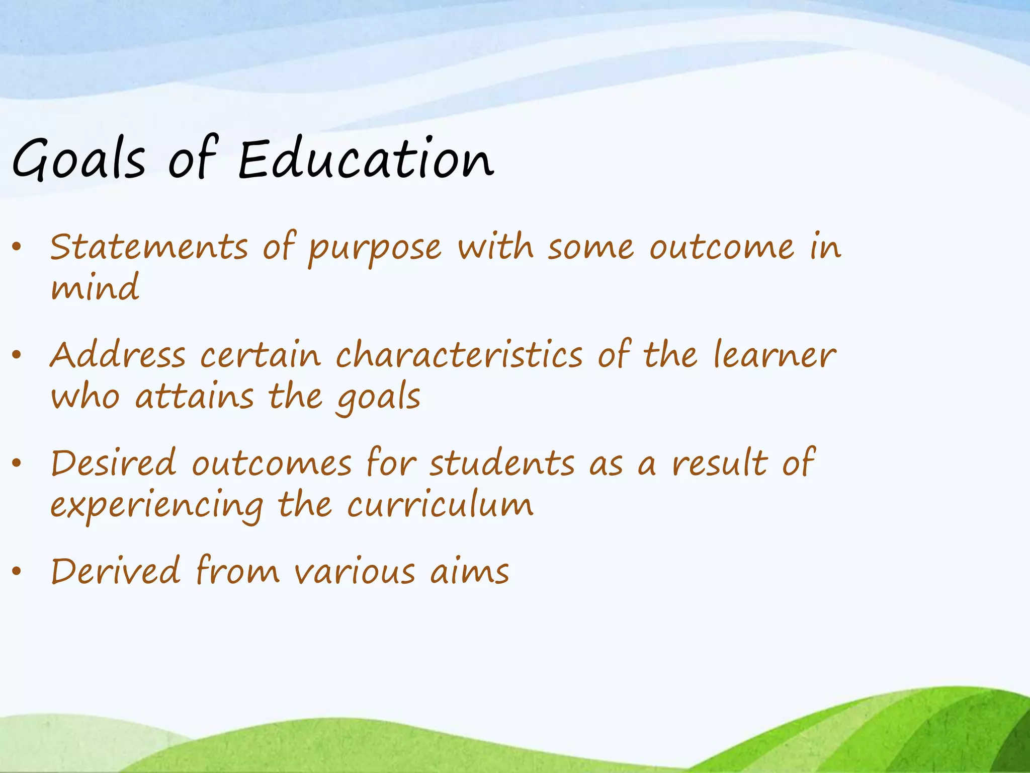 Aims Goals Objectives of Education in Curriculum (8603) | PPTX