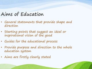 Aims Goals Objectives of Education in Curriculum (8603) | PPTX