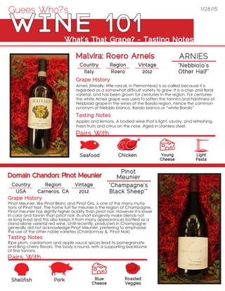 Wine 101 Tasting Notes | PDF