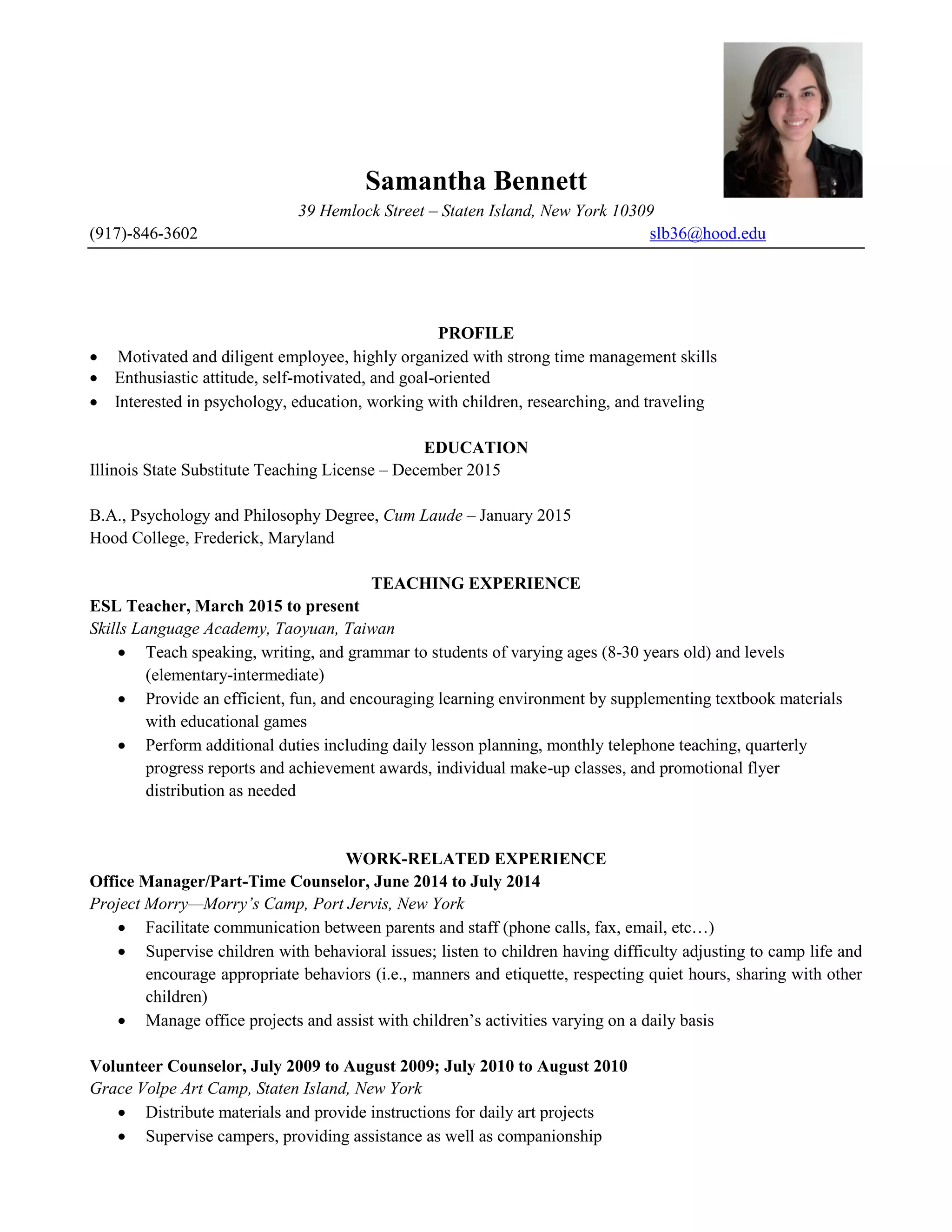 Samantha Bennett - Resume | PDF | Education