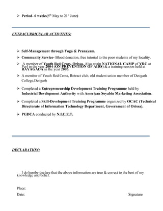 ASHISH KUMAR DASH 012 | DOC | Resume Writing and Advice | Job Search