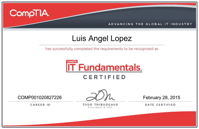CompTIA IT Fundamentals Certification certificate | PDF