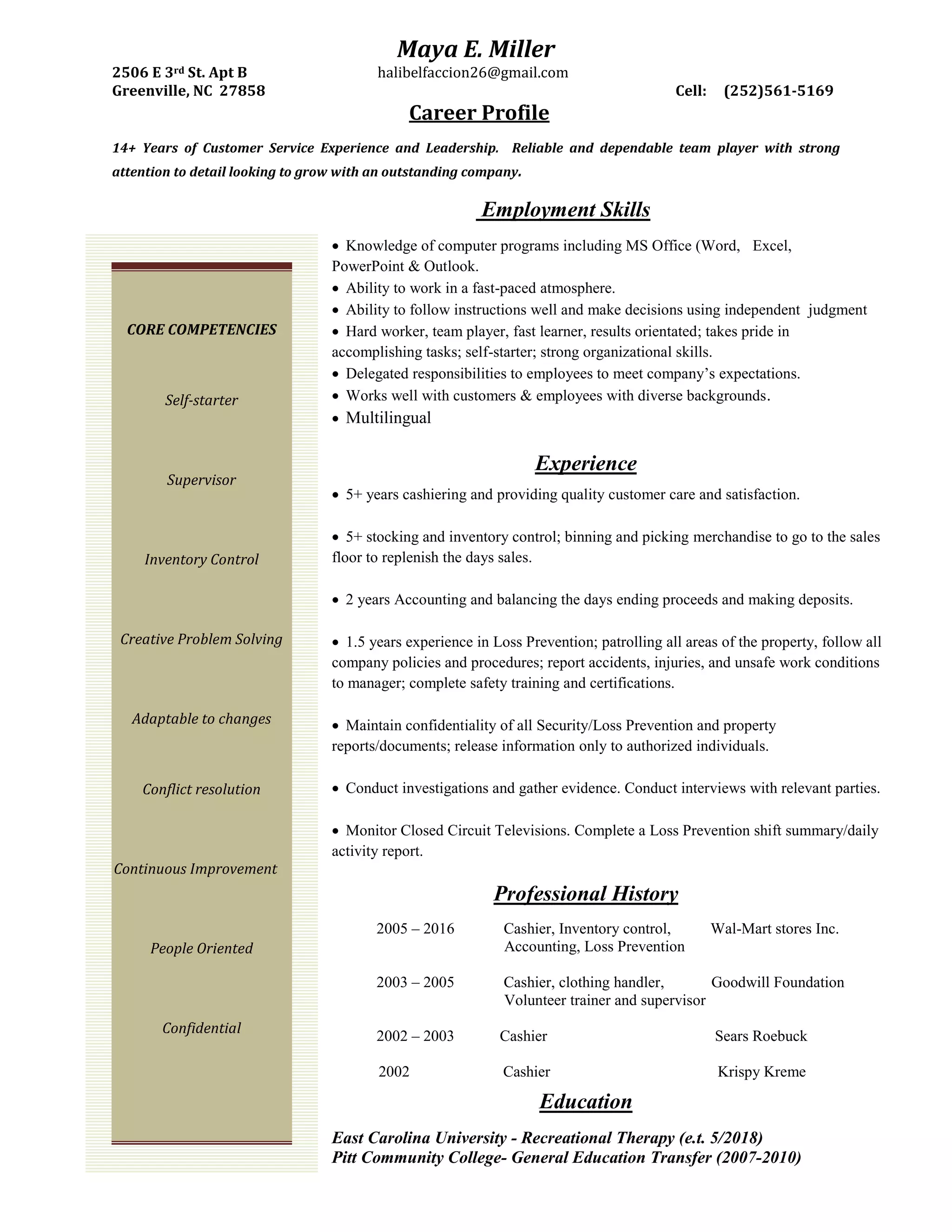 Maya's Resume 2016 | PDF