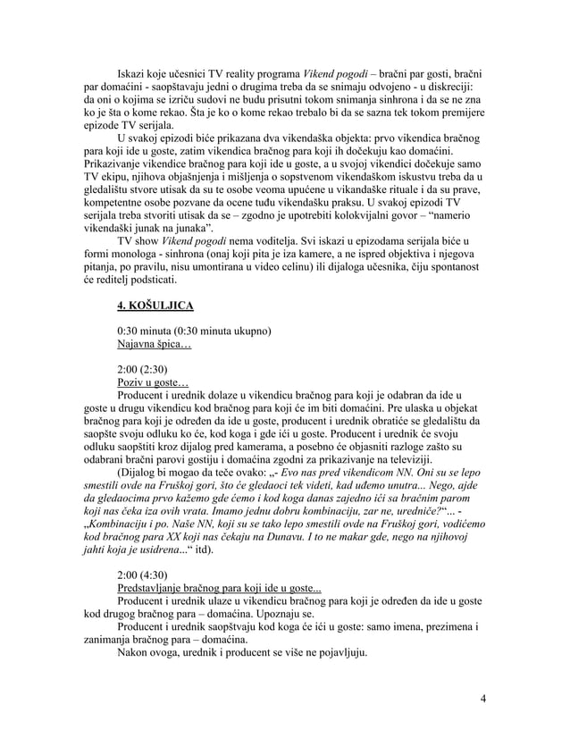 TV projekat Vikend pogodi (reality) | PDF