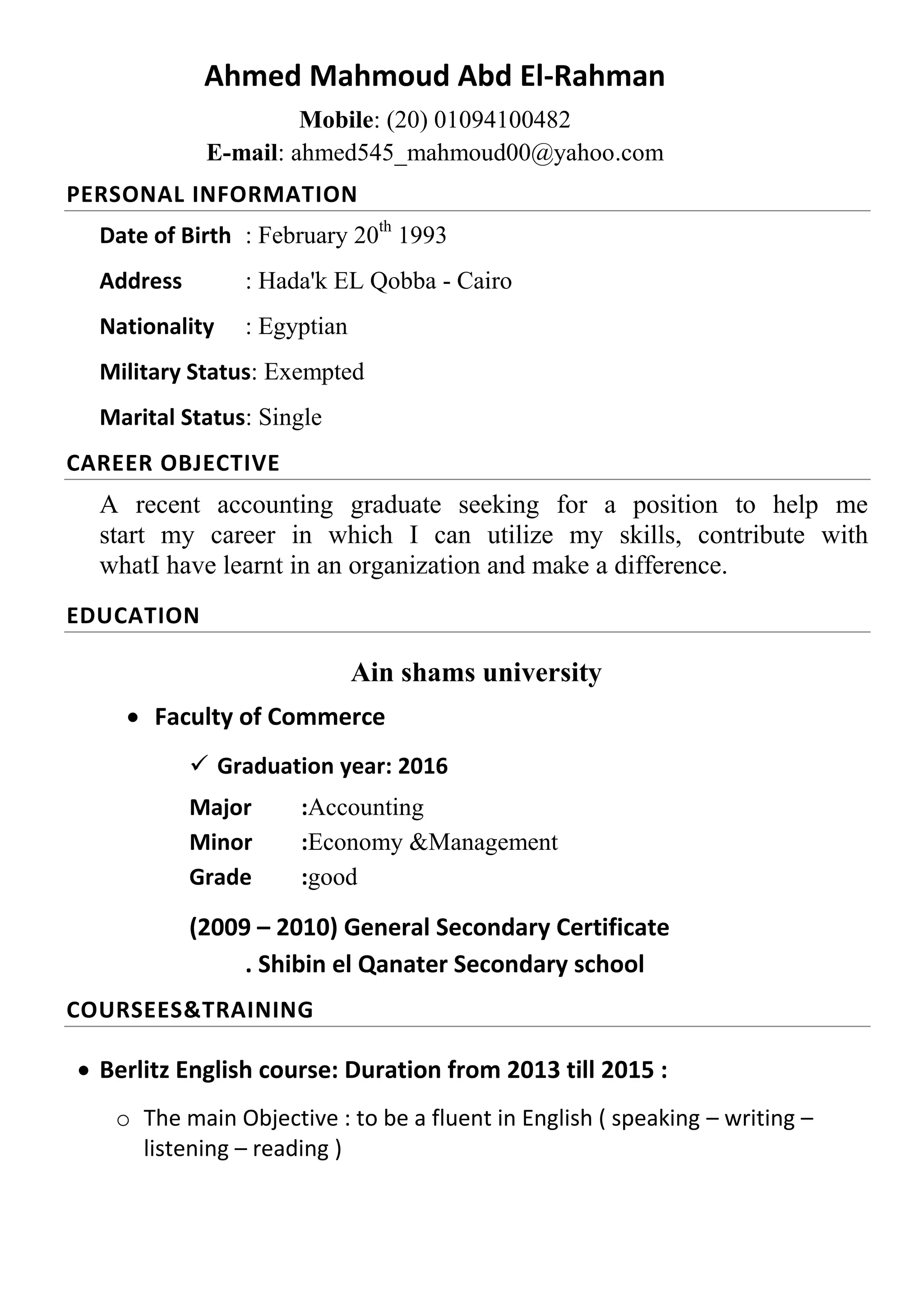 Ahmed cv | PDF