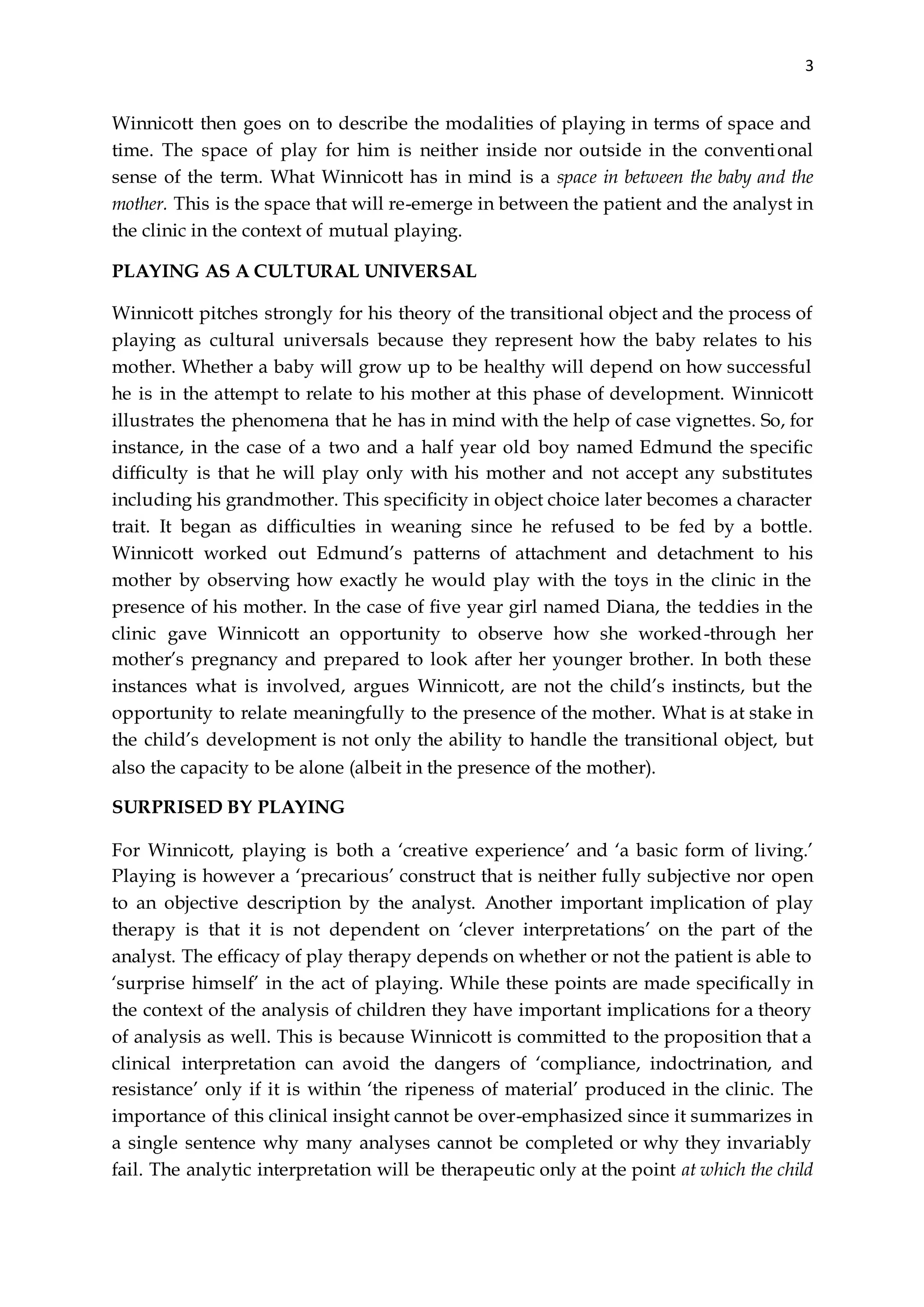 Donald Winnicott on Playing | DOCX